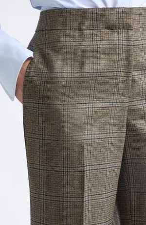 Lafayette 148 New York Lafayette Plaid Flare Leg Wool Pants