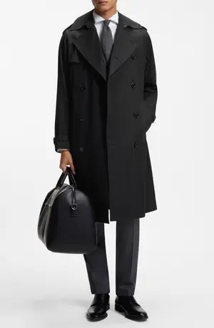 BOSS Jared Double Breasted Trench Coat - Black