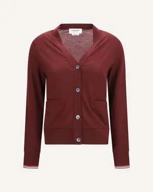 Thom Browne V-neck Merino Wool Cardigan - Bordeaux