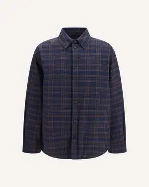 Off-White Oversized Padded Flannel Shirt - Blue