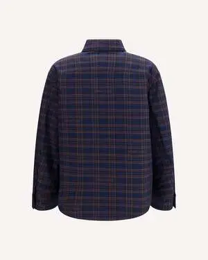 Off-White Oversized Padded Flannel Shirt - Blue