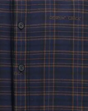 Off-White Oversized Padded Flannel Shirt - Blue