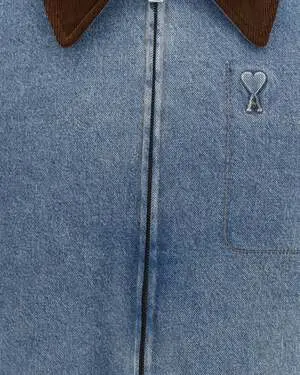 AMI Paris Ai De Coeur Deni Jacket Ale - Light Blue