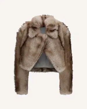 Max Mara Quantu Short Faux Fur Jacket Feale - Grey
