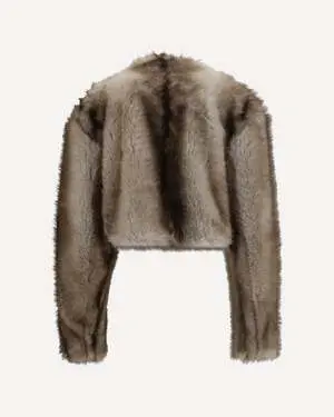 Max Mara Quantu Short Faux Fur Jacket Feale - Grey