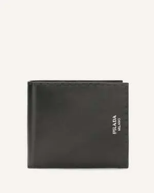 Prada Antiqued Leather Wallet - Black