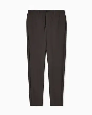 GIORGIO ARMANI Flat Front Trousers In A Technical Gaufré Honeycomb Fabric