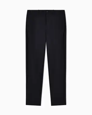 Giorgio Armani Flat Front Trousers In A Technical Gaufré Honeycomb Fabric Black