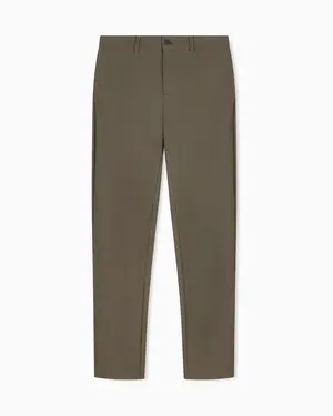 Giorgio Armani Flat Front Trousers In A Technical Gaufré Honeycomb Fabric Brown
