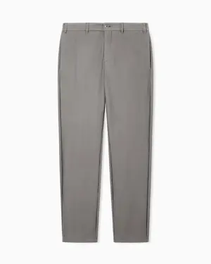 Giorgio Armani Flat Front Trousers In A Technical Gaufré Honeycomb Fabric - Grey
