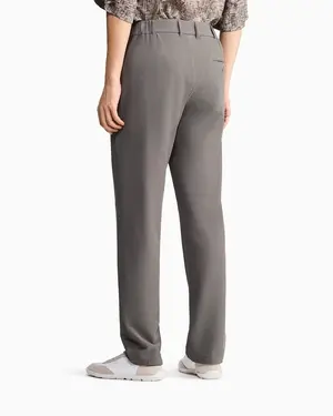Giorgio Armani Flat Front Trousers In A Technical Gaufré Honeycomb Fabric - Grey