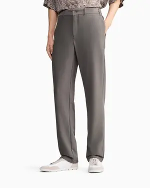 Giorgio Armani Flat Front Trousers In A Technical Gaufré Honeycomb Fabric - Grey