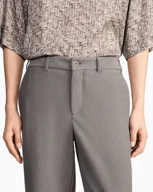 Giorgio Armani Flat Front Trousers In A Technical Gaufré Honeycomb Fabric - Grey