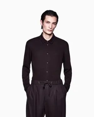 Giorgio Armani Shirt Cashmere Interlock Jersey Regular Fit - Brown