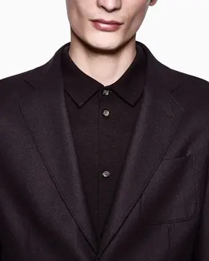 Giorgio Armani Shirt Cashmere Interlock Jersey Regular Fit - Brown