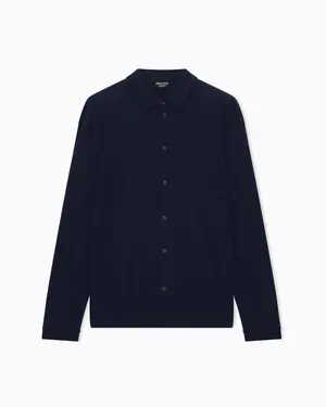 Giorgio Armani Shirt Cashmere Interlock Jersey Regular Fit - Navy Blue