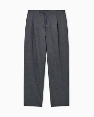 Giorgio Armani Trouser Cashmere Regular Fit Solid Stretch Drap - Grey