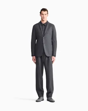 Giorgio Armani Trouser Cashmere Regular Fit Solid Stretch Drap - Grey