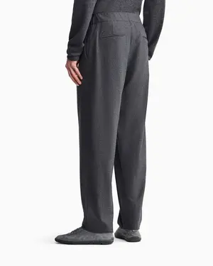 Giorgio Armani Trouser Cashmere Regular Fit Solid Stretch Drap - Grey