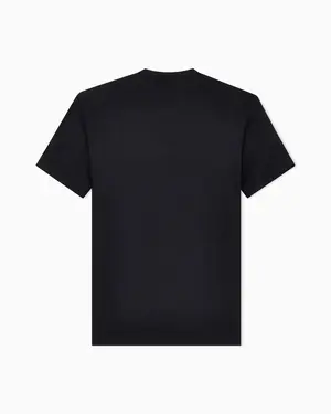Giorgio Armani Stretch T-shirt In Viscose With Crew Neck And Logo - Black