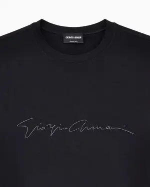 Giorgio Armani Stretch T-shirt In Viscose With Crew Neck And Logo - Black