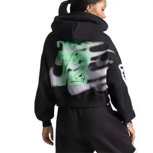 Nike Studio Fleece Medium Weight Cropped Oversized Hoodie 'total Black Sail