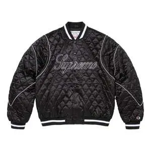 Supreme X Champion Fw26 Quilted Satin Varsity Jacket