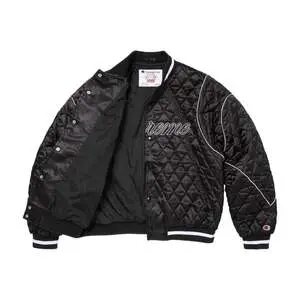 Supreme X Champion Fw26 Quilted Satin Varsity Jacket
