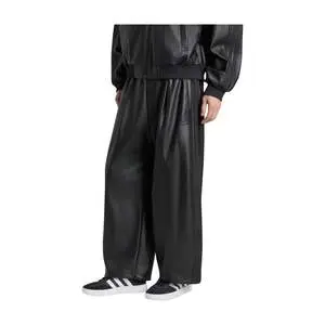 Adidas Stadium Oversized Fit Fake Leather Full Length Open Hem Pants Asia Sizing