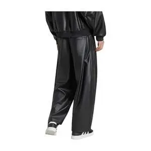 Adidas Stadium Oversized Fit Fake Leather Full Length Open Hem Pants Asia Sizing