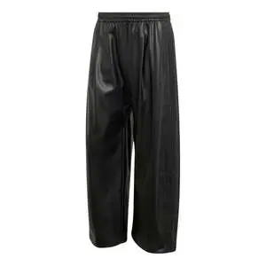 Adidas Stadium Oversized Fit Fake Leather Full Length Open Hem Pants Asia Sizing - Black