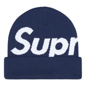 Supreme Big Logo Beanie 'navy - Navy Blue
