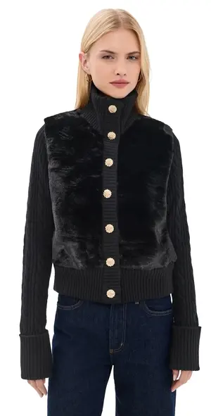 Cara Cara Logan Faux Fur Cardigan - Black