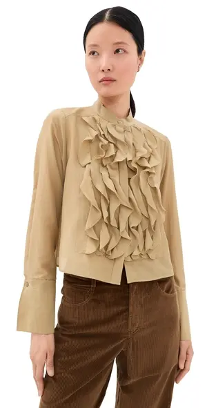 TWP Patti Button Down Blouse - Kelp