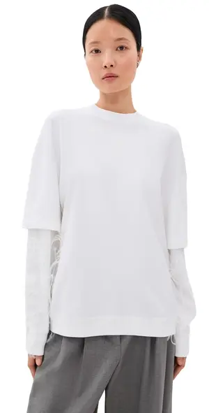 DARKPARK Troy Double Sleeve Feather Tee - White