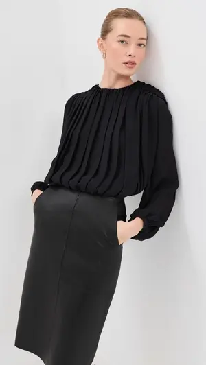 Simkhai Frida Silk Blouse - Black