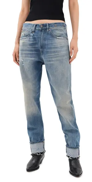 R13 Cuffed Bf Jeans - Hackney Blue