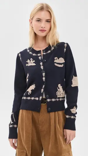 Sea Margeurite Lace Patch Cardigan