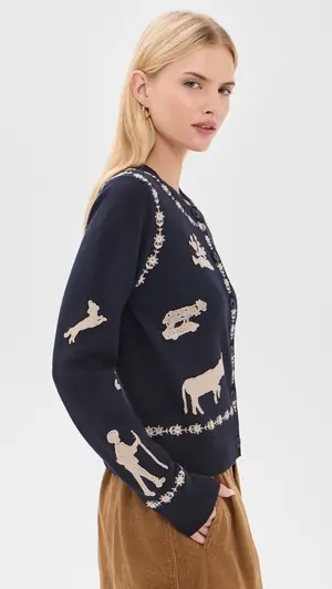 Sea Margeurite Lace Patch Cardigan