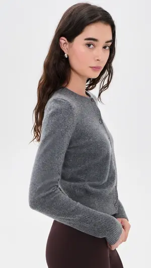 LA LIGNE Solid Lean Lines Cashmere Cardigan