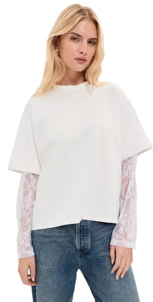 LE BOP Lucy Double Lace Tee - White