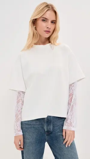 LE BOP Lucy Double Lace Tee - White