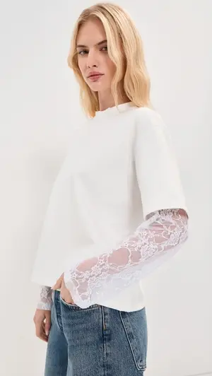 LE BOP Lucy Double Lace Tee - White
