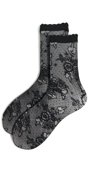 STEMS Margaux Rose Floral Socks - Black