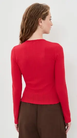 DAZE Stargazer Pointelle Cardigan - Cherry Bomb
