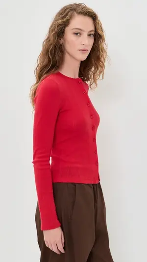 DAZE Stargazer Pointelle Cardigan - Cherry Bomb