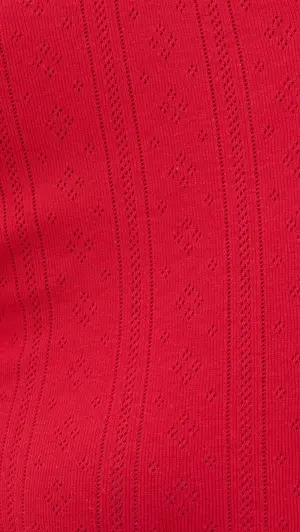 DAZE Stargazer Pointelle Cardigan - Cherry Bomb