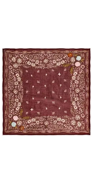 Chan Luu Embroidered Floral Bandana - Cabernet