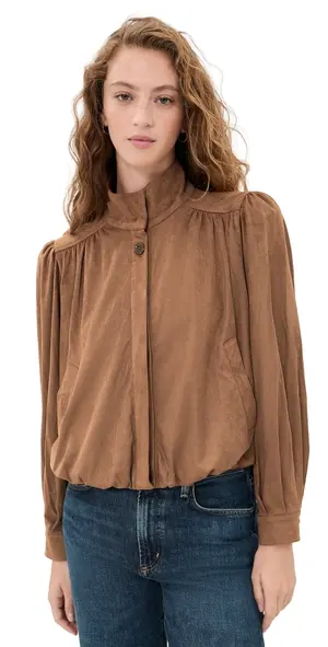 Astr The Label Estero Faux Suede Jacket - Coffee