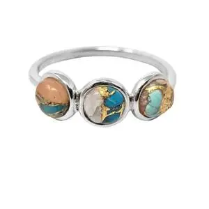 HARFI Minimalist Opal Turquoise Gemstone Sterling Ring